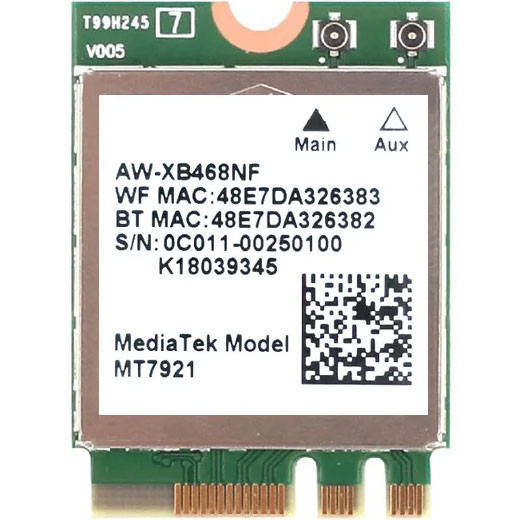 Wi-Fi модуль MediaTek Wi-Fi 6 MT7921 M.2 802.11ax Bluetooth 5.2 (AW ...