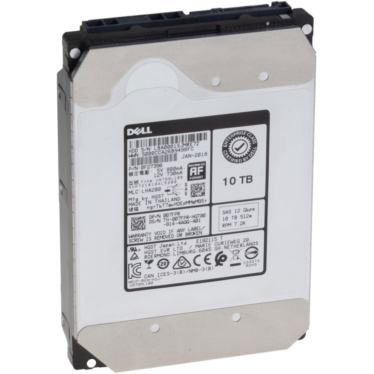 Серверний диск Dell 0F27398 10Tb 7.2K 12G SAS 3.5 (HUH721010AL5200 ...