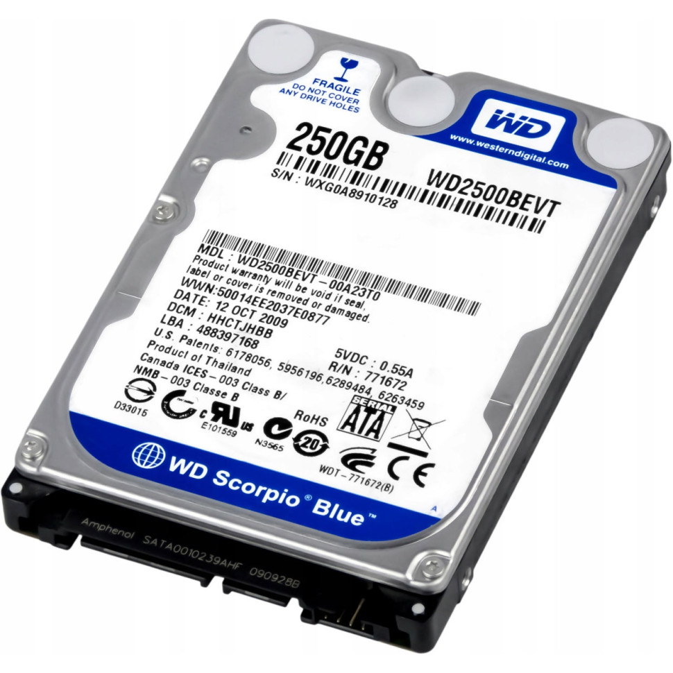 Жорсткий диск Western Digital Scorpio Blue 250Gb 5.4K 3G SATA 2.5 (WD2500BEVT) – ціна, купити в ...