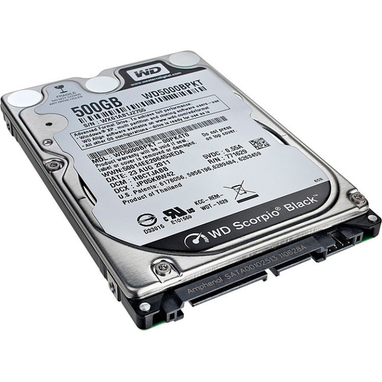 Жорсткий диск Western Digital Black 500Gb 7.2K 3G SATA 2.5 (WD5000BPKT ...